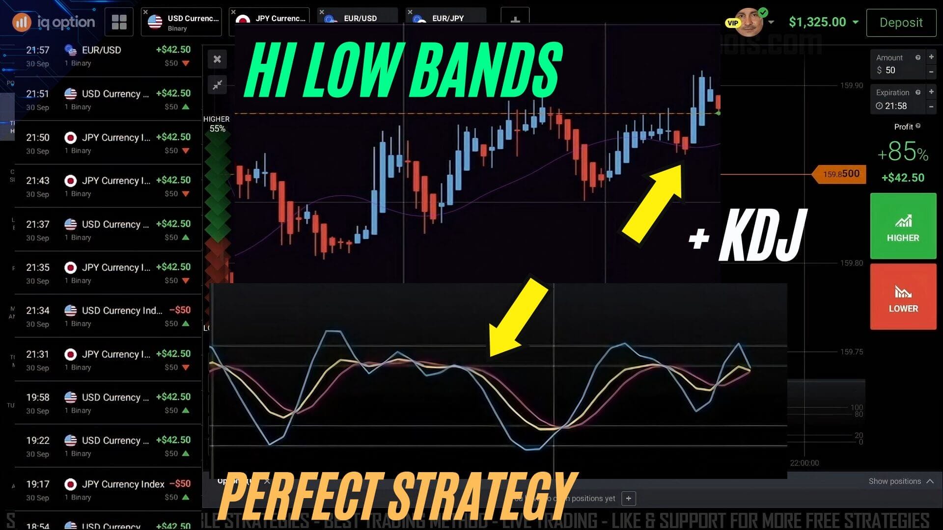IQ OPTION HI LOW BANDS + KDJ - 10 SECONDS CHART - Ultimatefxtools